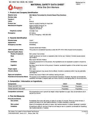 Fillable Online EHSG-MSDS-0009 Skin Marker Formulated for Alcohol Based ...