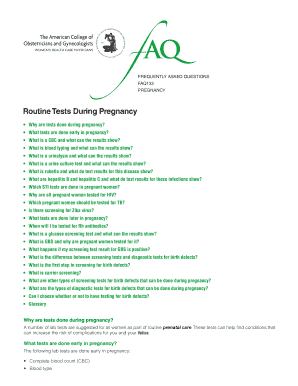 Fillable Online Routine Tests During Pregnancy Fax Email Print - pdfFiller
