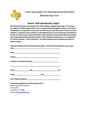 Fillable Online Texas Association for Developmental Education ...