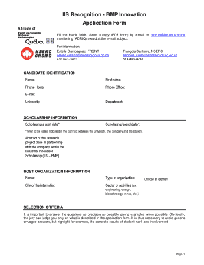 Fillable Online frqnt gouv qc IIS Recognition - BMP Innovation ...
