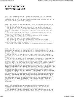 Fillable Online CA Codes (elec:2200-2213) Fax Email Print - pdfFiller