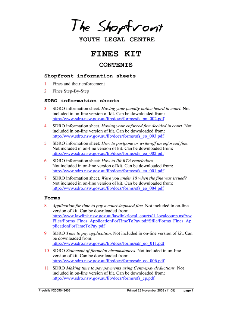 Fillable Online FINES KIT Fax Email Print - pdfFiller