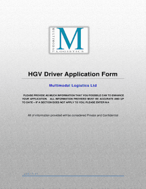 Fillable Online multimodal-logistics co HGV Driver Application Form ...