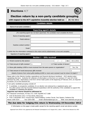 Fillable Online Election return by a non-party candidate grouping ...
