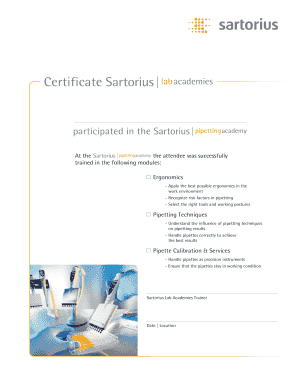 Fillable Online Certificate Sartorius lab academies Fax Email Print - pdfFiller