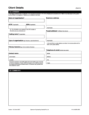 Fillable Online Form 4 Client Details .doc. Cilent Data Collection Form ...