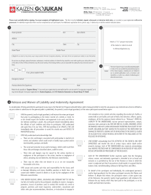 Fillable Online gojukan KGF-AW2a : Application, Waiver and Release Form Fax Email Print - pdfFiller