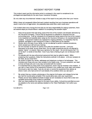 Fillable Online This incident report and the information which is ...