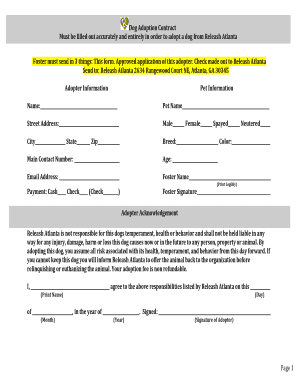 Fillable Online Dog Adoption Contract Fax Email Print - pdfFiller