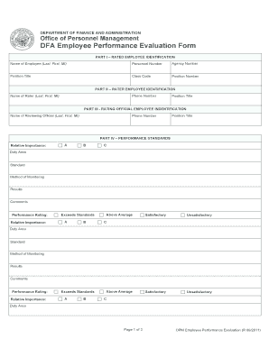 Fillable Online DFA Employee Performance Evaluation Form Fax Email ...
