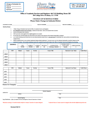 Fillable Online Change of Schedule For Fax Email Print - pdfFiller
