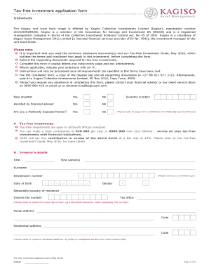 Fillable Online Tax-free investment application form - Kagiso Asset ...