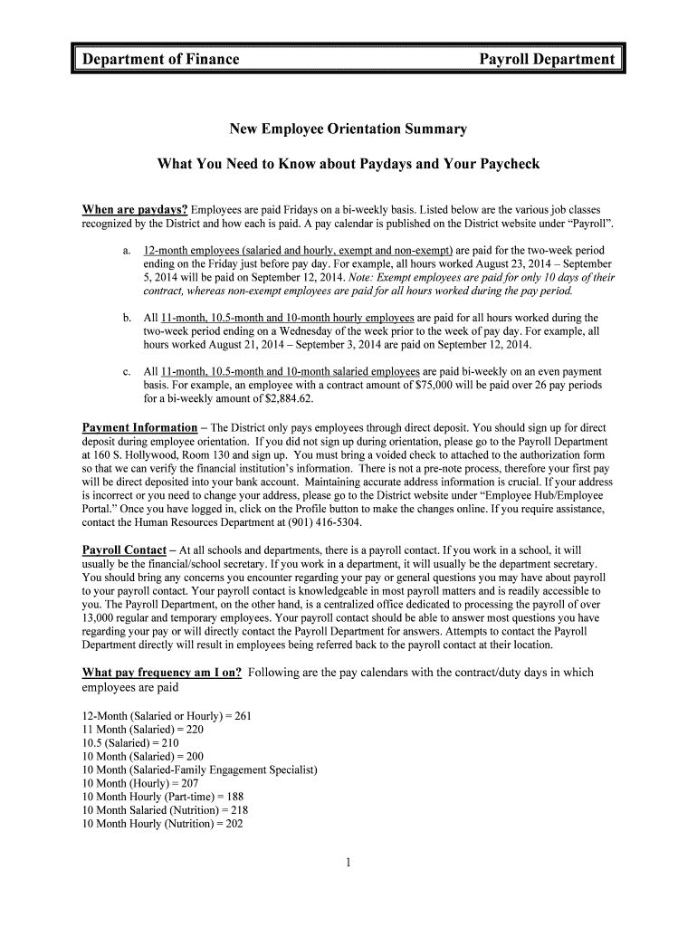 Fillable Online New Employee Orientation Summary Fax Email Print - pdfFiller