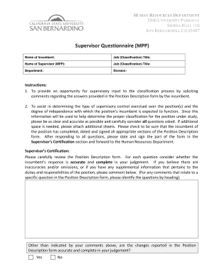 Fillable Online Reclassification Request Supervisor Questionnaire Fax ...