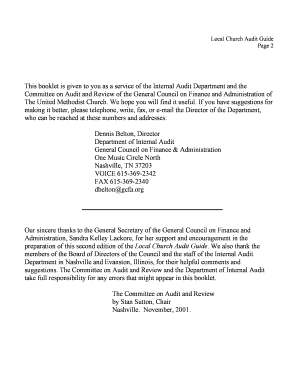 Fillable Online umfne THE LOCAL CHURCH AUDIT GUIDE - umfne.org Fax ...
