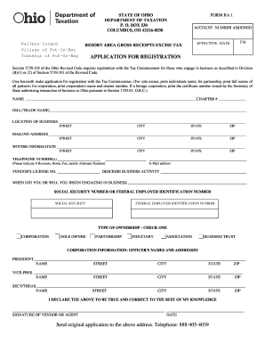 Fillable Online tax ohio Resort Area Application FI 082113 Fax Email ...
