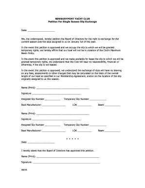 Fillable Online Temporary Slip Exchange Petition 10.11 Fax Email Print ...