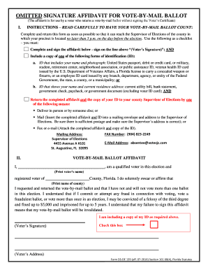 Fillable Online OMITTED SIGNATURE AFFIDAVIT FOR VOTE-BY-MAIL BALLOT Fax ...
