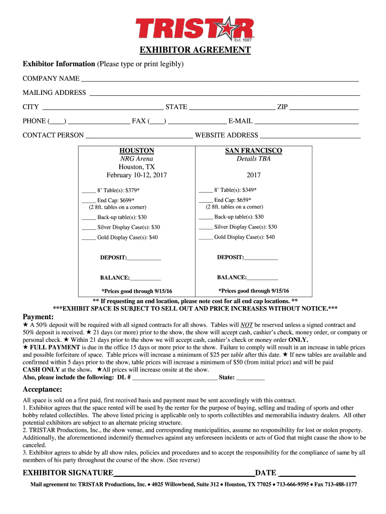 Fillable Online Exhibitor Information (Please type or print legibly) Fax Email Print - pdfFiller