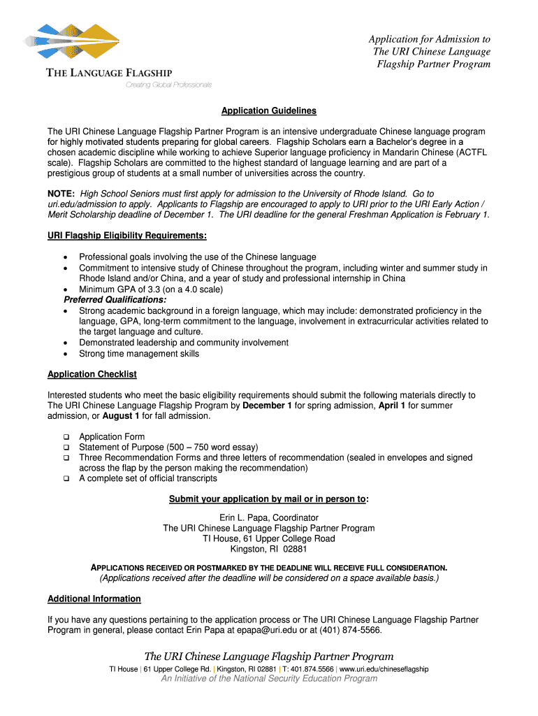 Fillable Online The URI Chinese Language Fax Email Print - pdfFiller