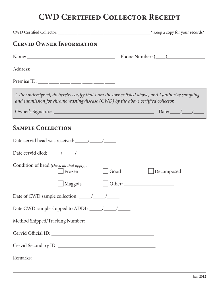 Fillable Online in CWD Certified Collector Receipt - in Fax Email Print ...