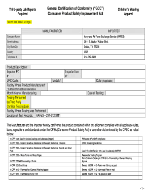 Fillable Online General Certification of Conformity ( GCC ) Fax Email ...