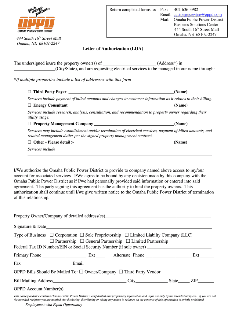 Fillable Online Form LOA - Attachment B - 02192015 Fax Email Print ...