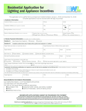 Fillable Online Lighting and Appliance Incentives Fax Email Print ...