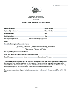 Fillable Online co uintah ut Agricultural Use Exemption Application - Uintah County Fax Email ...