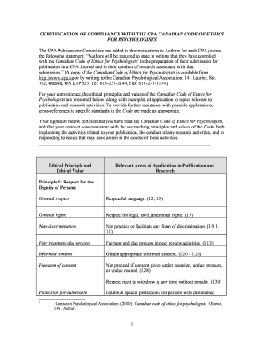 Fillable Online apa Certification of Compliance With the CPA Canadian ...