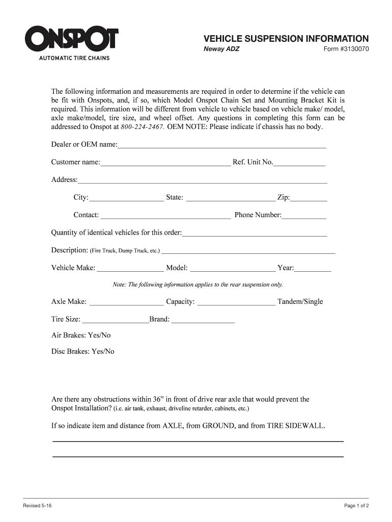 Fillable Online VEHICLE SUSPENSION INFORMATION Fax Email Print - pdfFiller
