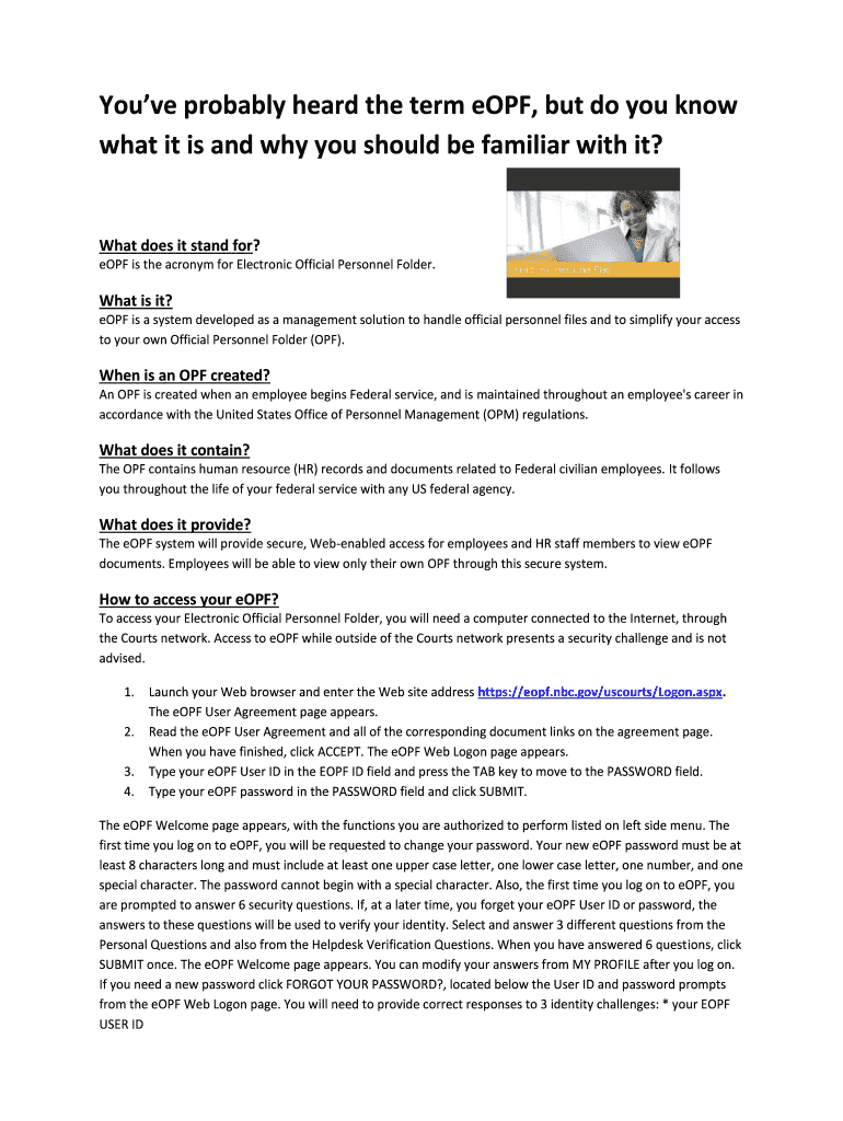 Fillable Online Youve probably heard the term eOPF, but do you know Fax ...