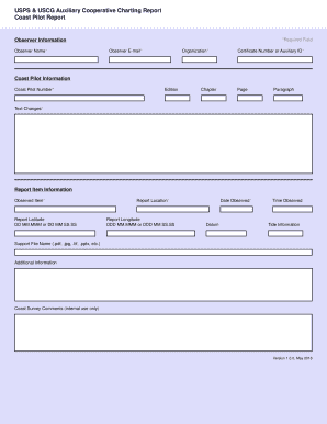 Fillable Online USPS & USCG Auxiliary Cooperative Charting Report Fax ...