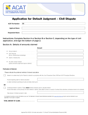Fillable Online courts act gov Application for Default Judgment Civil ...