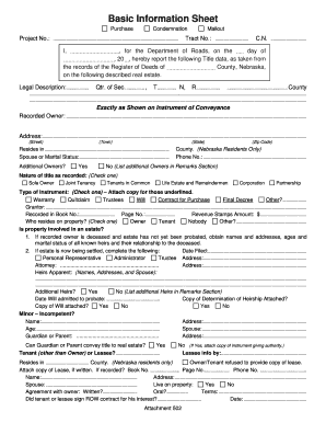 Fillable Online roads nebraska attachment-502 - Basic Information Sheet.doc Fax Email Print ...