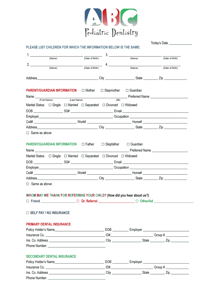 Fillable Online PLEASE LIST CHILDREN FOR WHICH THE INFORMATION BELOW IS ...