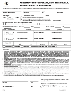 Fillable Online hartnell AGREEMENT FOR TEMPORARY, PART-TIME HOURLY, Fax ...