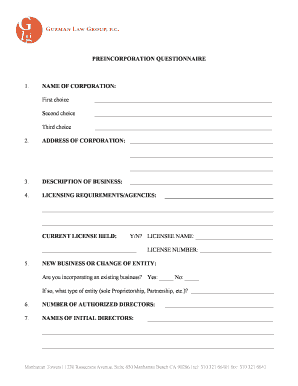 Fillable Online Download our Corporate Questionnaire Fax Email Print ...