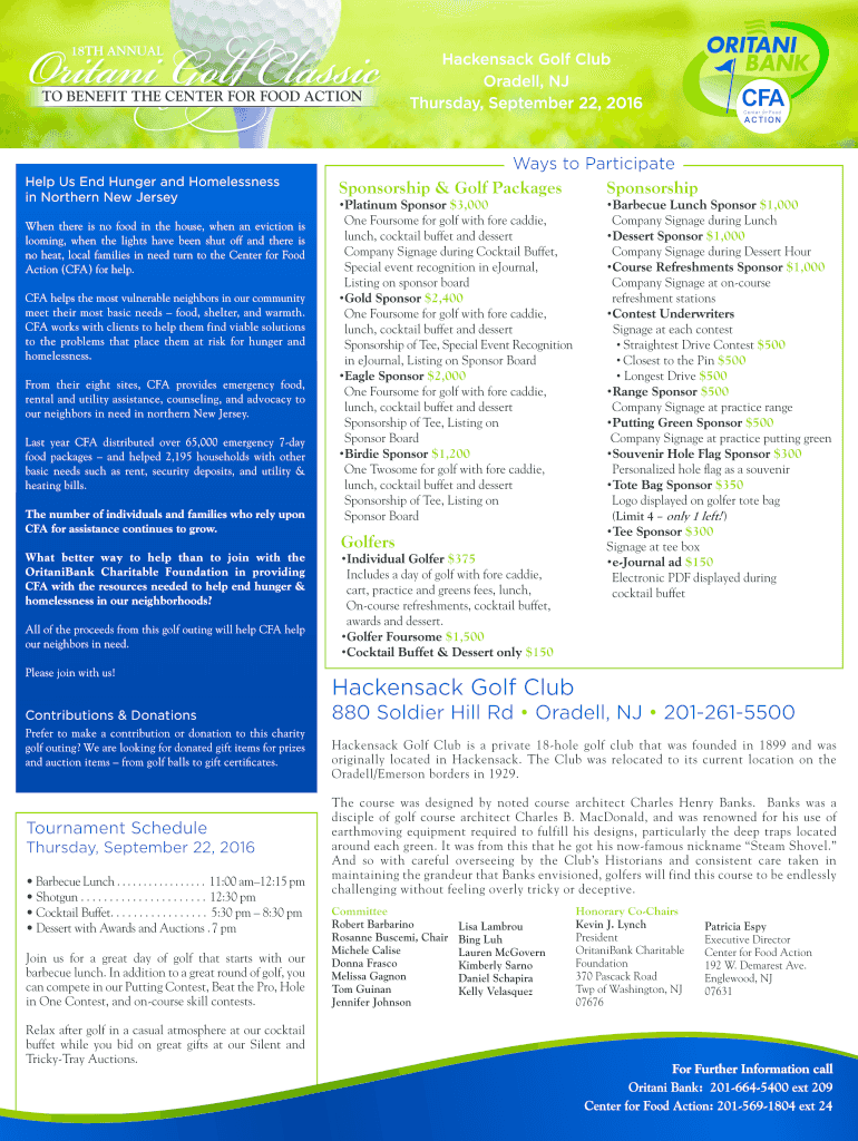 Fillable Online TO BENEFIT THE CENTER FOR FOOD ACTION Fax Email Print - pdfFiller