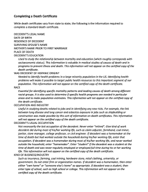 Fillable Online Completing a Death Certificate Fax Email Print - pdfFiller