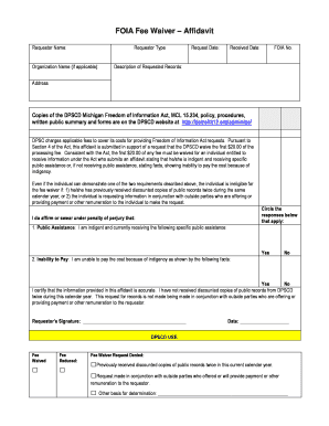 Fillable Online detroitk12 FOIA Fee Waiver Affidavit Fax Email Print ...