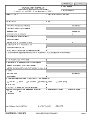 Fillable Online publications usace army ENG FORM 869 15% Valuation ...