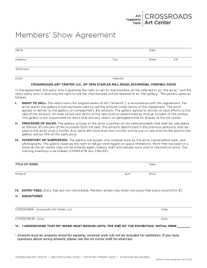 Fillable Online Members Show Agreement Fax Email Print - pdfFiller