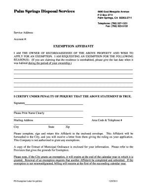 Fillable Online PS Exemption Letter for pdf.doc Fax Email Print - pdfFiller
