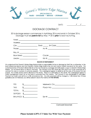 Fillable Online DOCKAGE CONTRACT Fax Email Print - pdfFiller