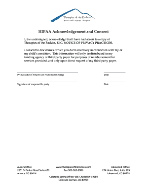 Fillable Online HIPAA Acknowledgement and Consent Fax Email Print ...