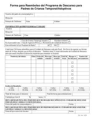 Fillable Online kafpa Respite Reimbursement Form 0409 Spanish - kafpa ...