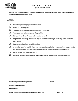 Fillable Online Job Ready Checklist - atlantabuilding.com Fax Email ...