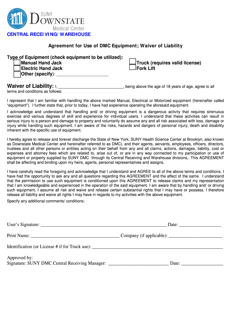 Fillable Online downstate Waiver of Liability - SUNY Downstate Medical Center Fax Email Print ...