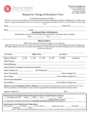 Fillable Online csuci Request for Change of Graduation Term Fax Email Print - pdfFiller